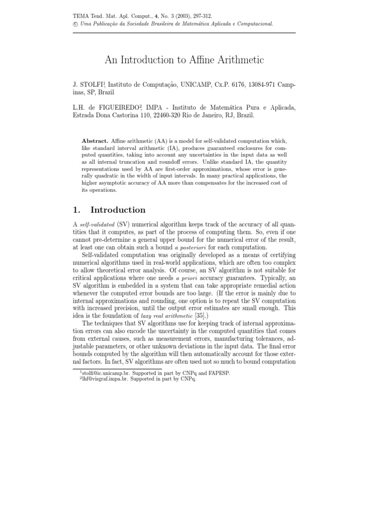 An Introduction To Affine Arithmetic | PDF | Correlation And Dependence ...