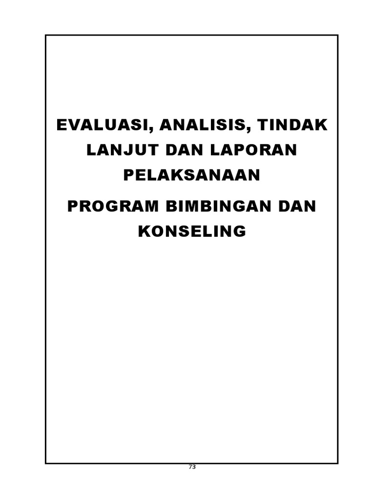 Evaluasi, Analisa, Tindak Lanjut Dan Laporan Pelaksanaan Program BK | PDF