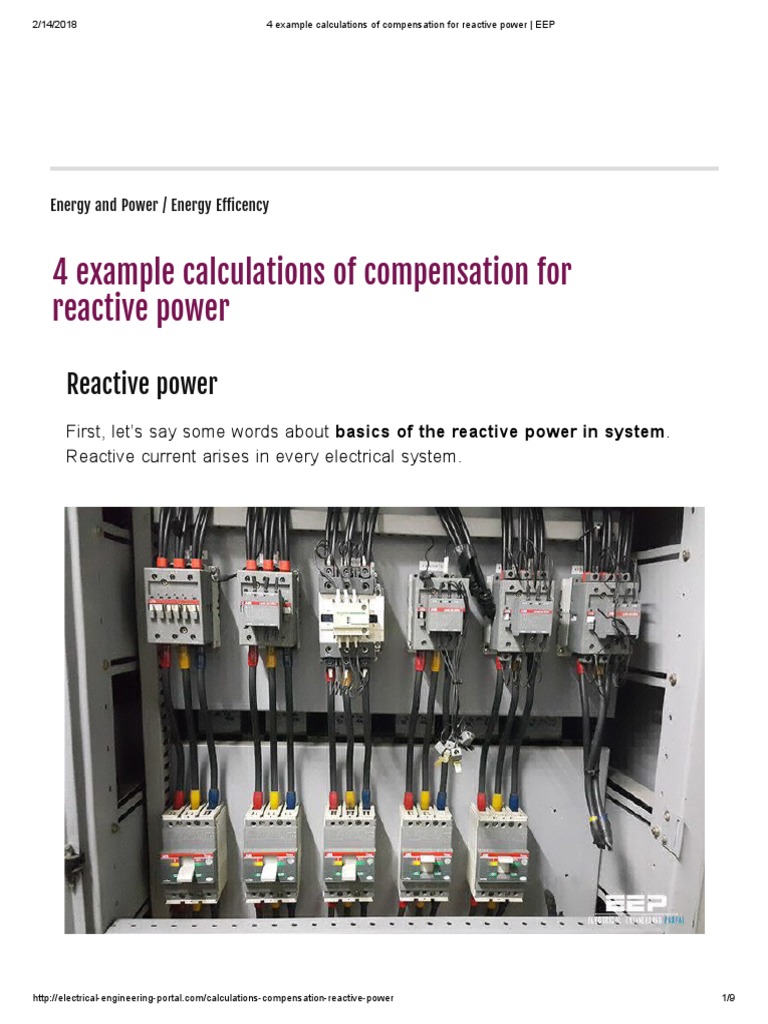 4 Example Calculations of Compensation For Reactive Power - EEP | PDF | Ac Power | Capacitor