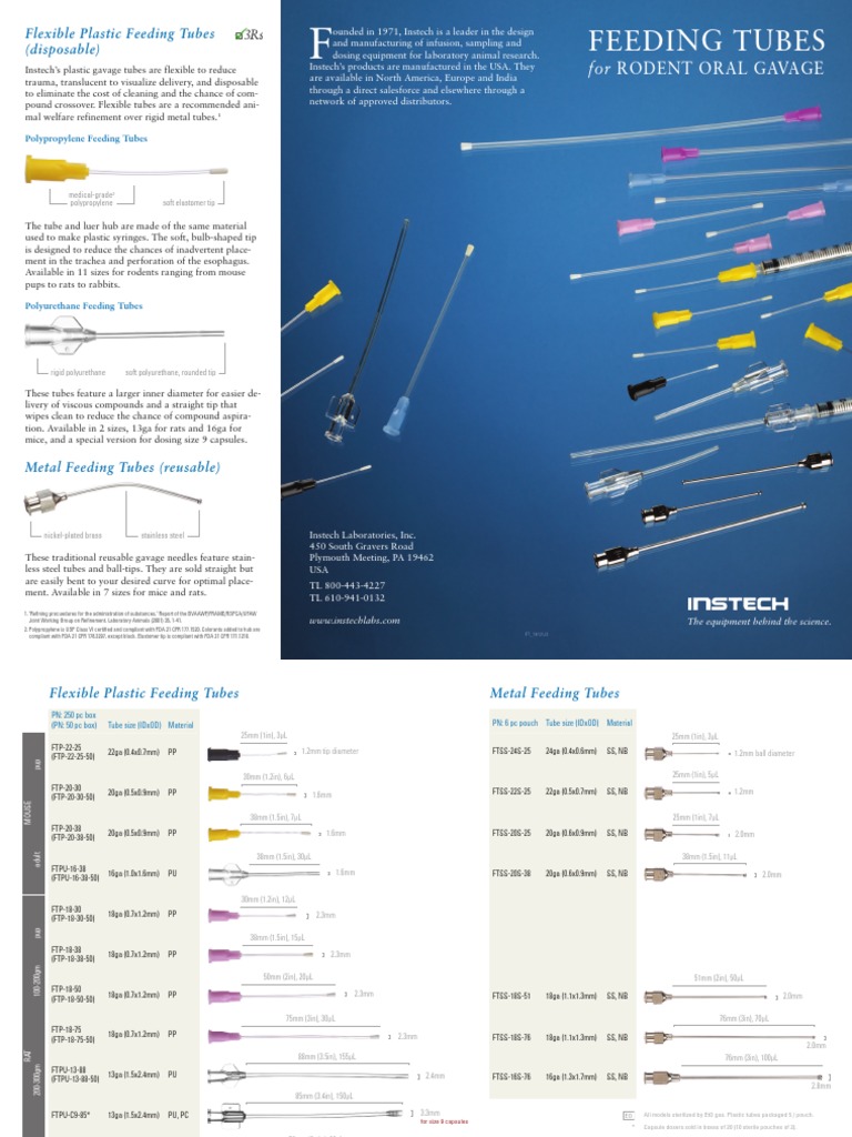 Flexible Plastic Feeding Tubes for Rodent Oral Gavage | PDF | Mouse ...