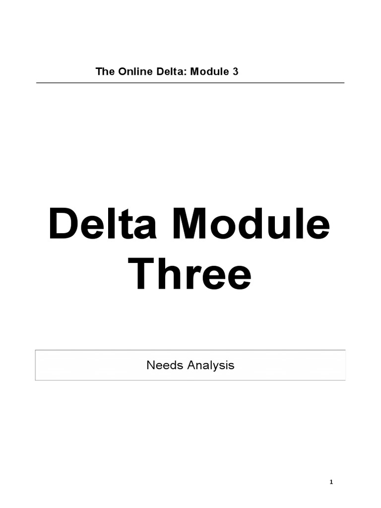 Delta Module 3: Needs Analysis Guide | PDF | Learning | English Language