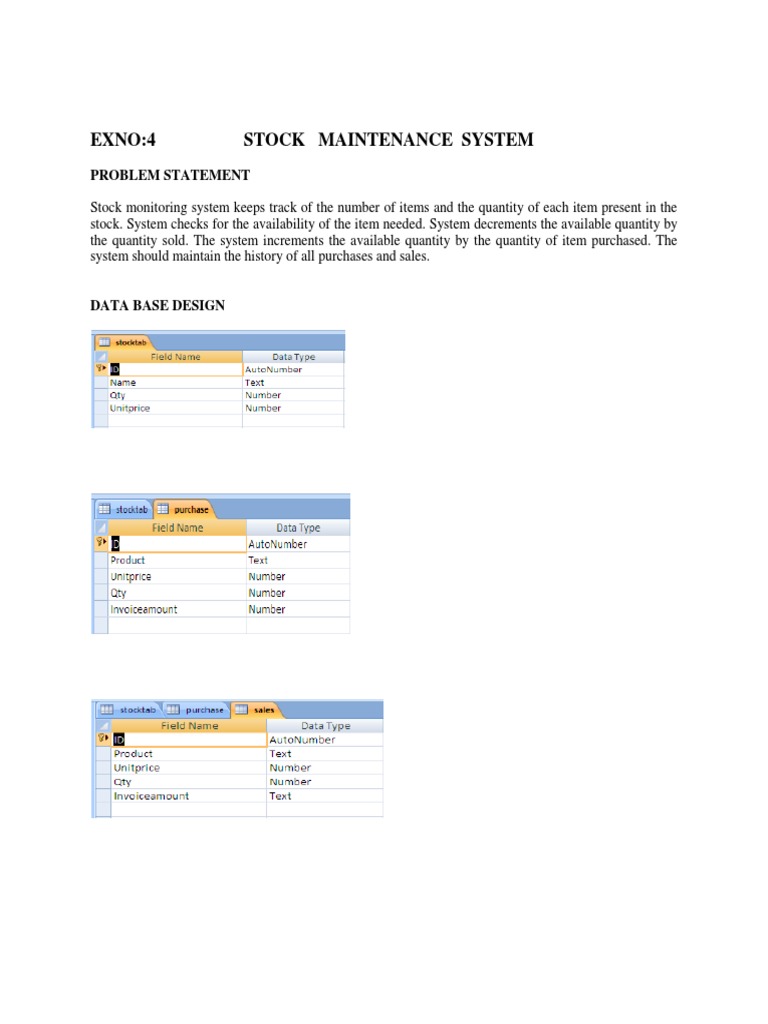 Exno:4 Stock Maintenance System: Problem Statement | PDF | Software ...