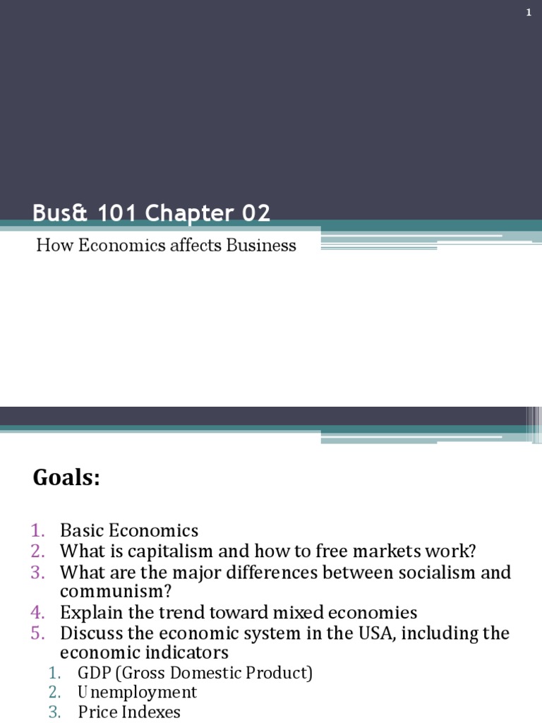 Bus& 101 Chapter 02: How Economics Affects Business | PDF | Fiscal Policy | Interest