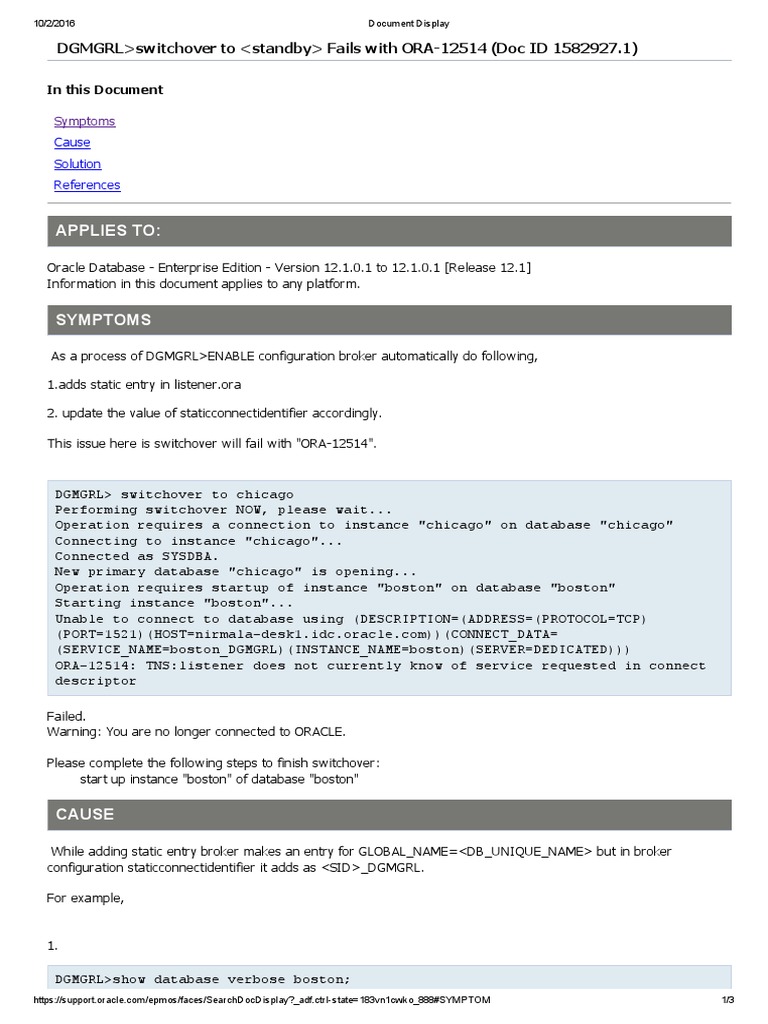 DGMGRL | PDF | Oracle Database | Databases