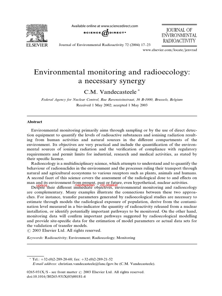 Radioecology and Monitoring | PDF | Radioactive Contamination ...