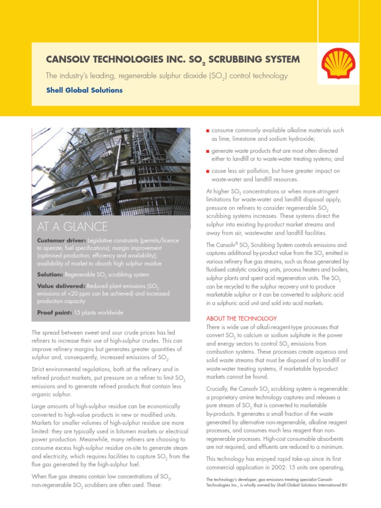 At A Glance: Cansolv Technologies Inc. So Scrubbing System | PDF ...