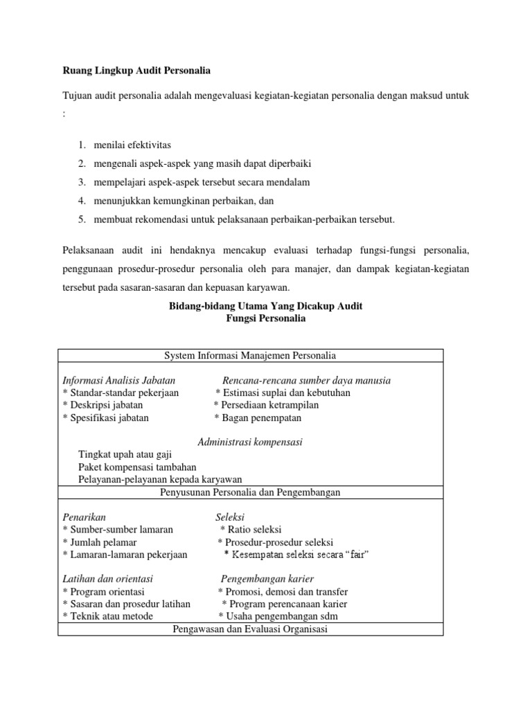 Ruang Lingkup Audit Personalia | PDF