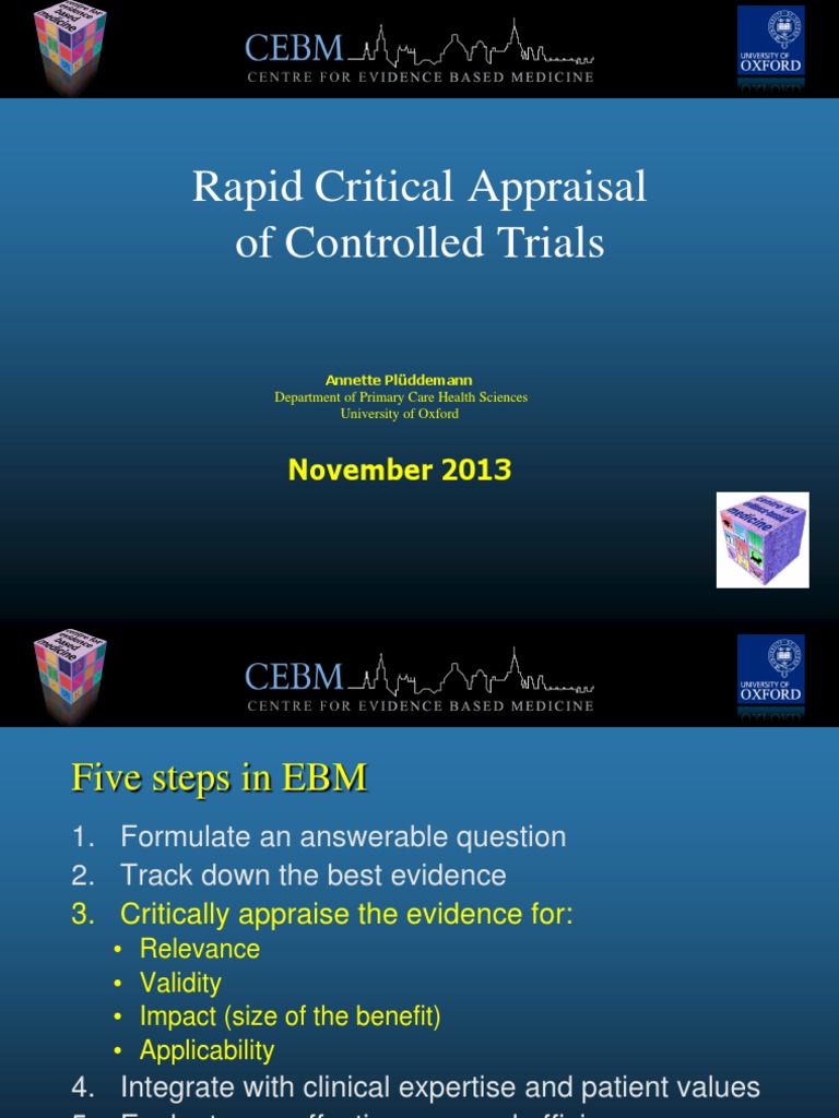 Rapid Critical Appraisal of Controlled Trials Annette Pluddemann | PDF ...