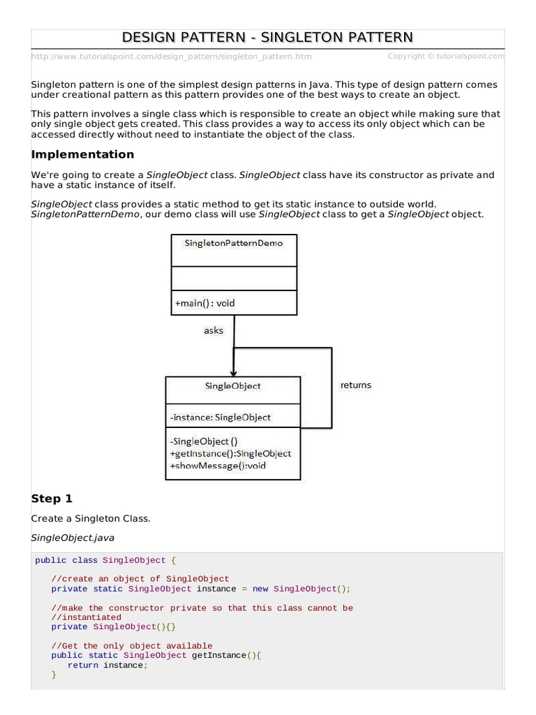 Design Pattern Singleton Pattern Pdf Class Computer Programming 7823
