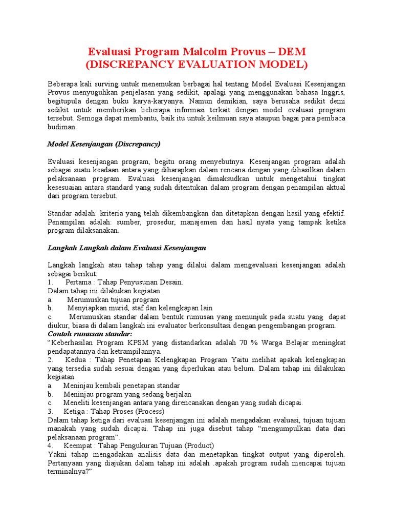 Evaluasi Program Malcolm Provus | PDF