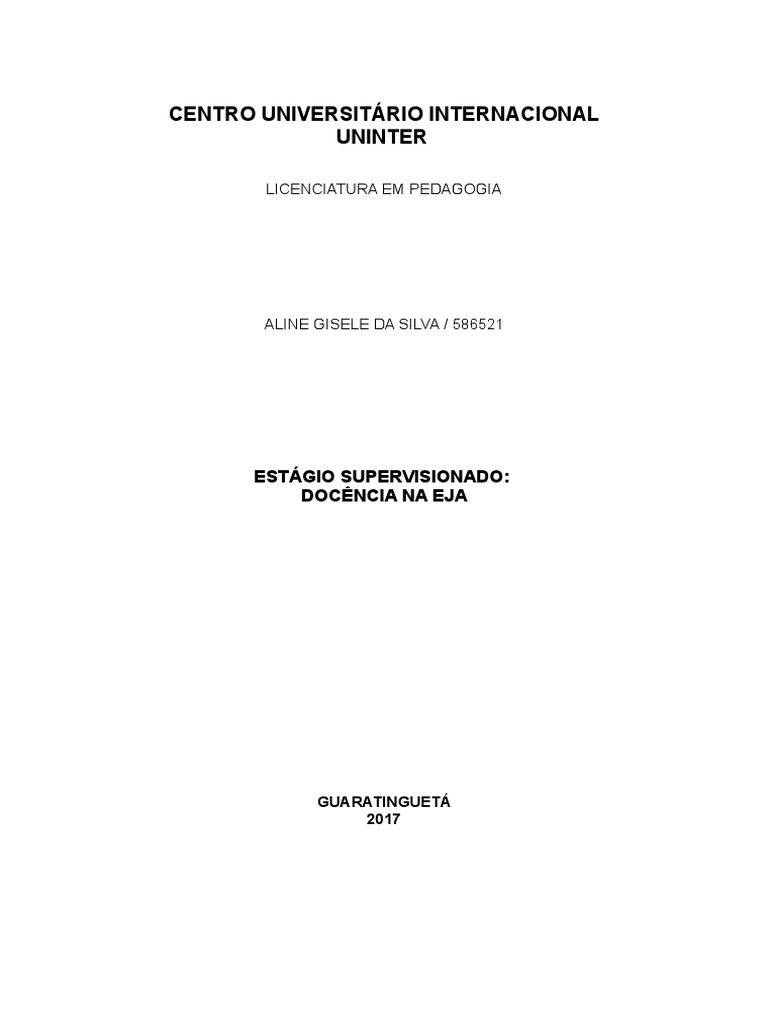 Relatório de Estágio Eja | PDF | Escolas | Pedagogia