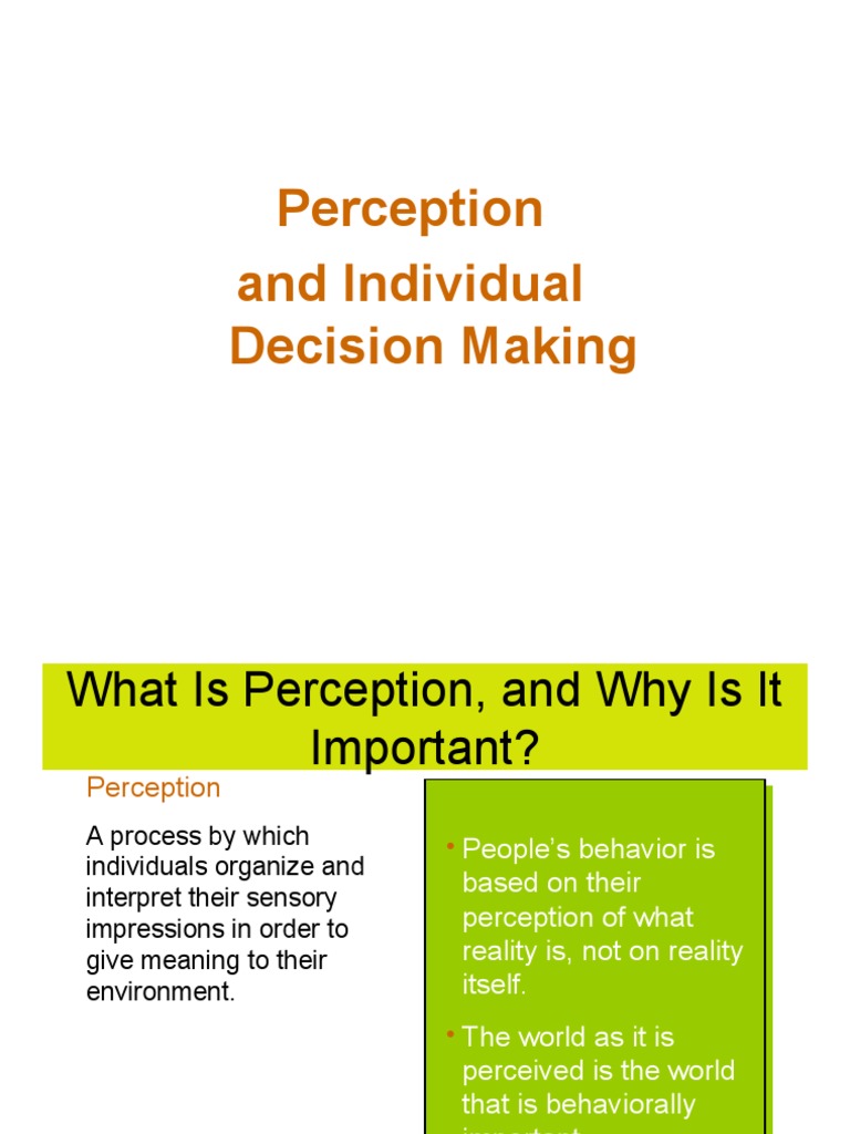 Perception and Individual Decision Making | Download Free PDF ...