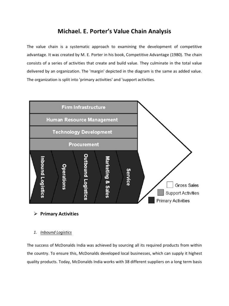 Value Chain Analysis | PDF | Mc Donald's | Point Of Sale