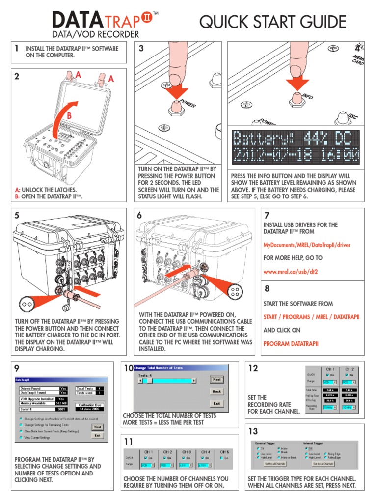 DataTrapII QuickStartGuide | PDF | Battery Charger | Electrical Connector