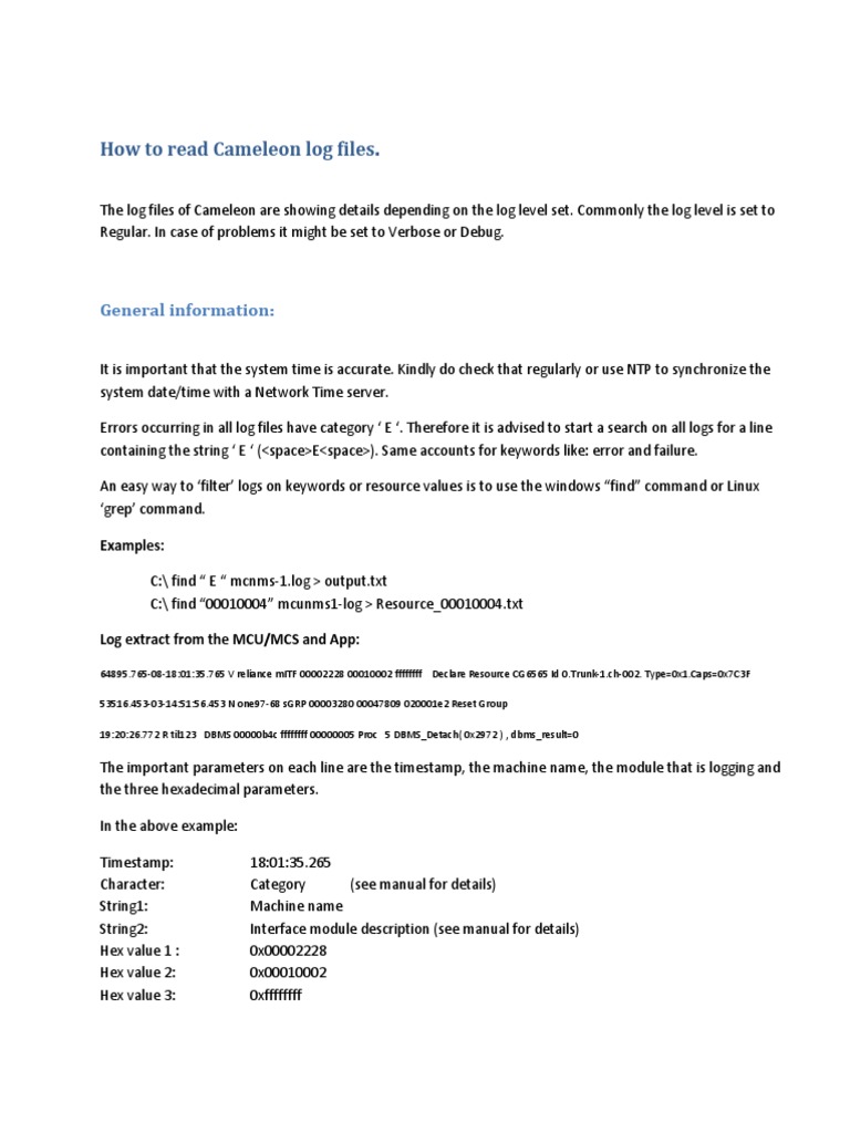 How To Read Cameleon Log Files | PDF | Computer File | System Software