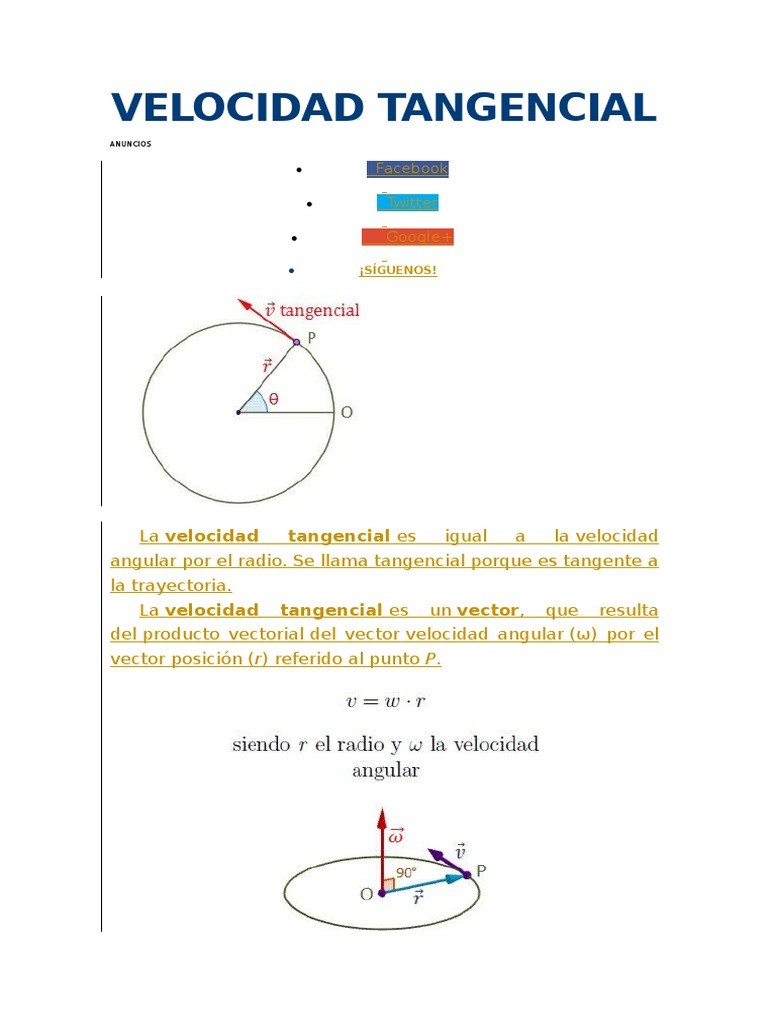Velocidad Tangencial | Velocidad | Aceleración