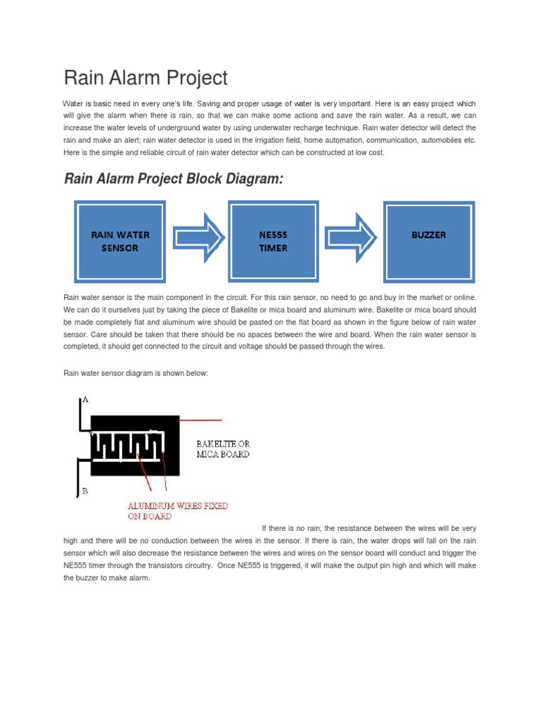 Rain Alarm Project Overview and Diagram | PDF | Electronic Circuits ...