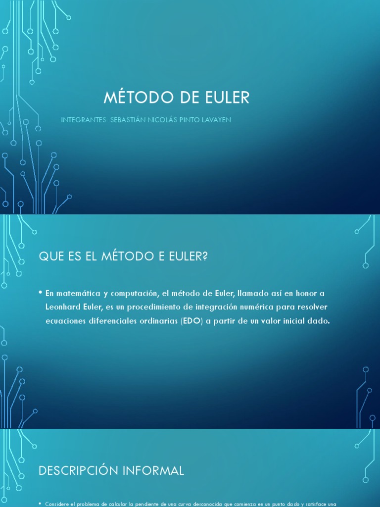 Método de EULER | PDF | Objetos matemáticos | Conceptos matemáticos
