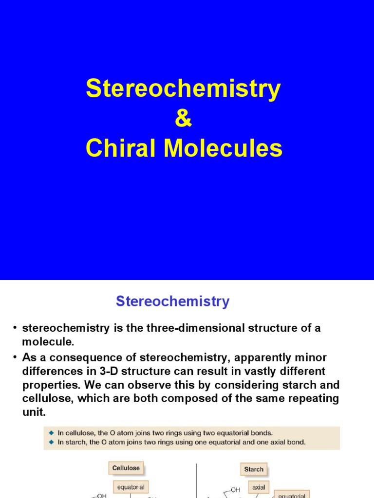 Stereochemistry & Chiral Molecules | PDF | Chirality (Chemistry) | Isomer