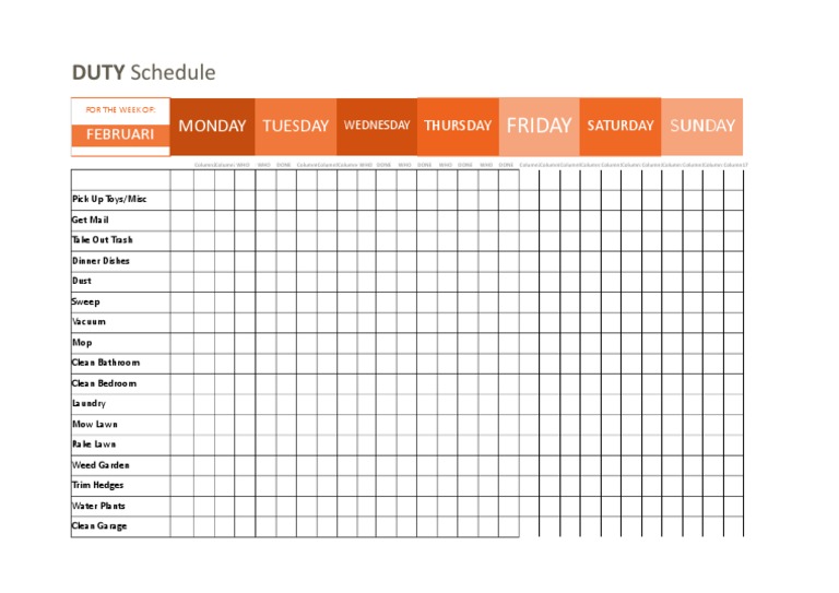 Duty Schedule | PDF | Language Arts & Discipline