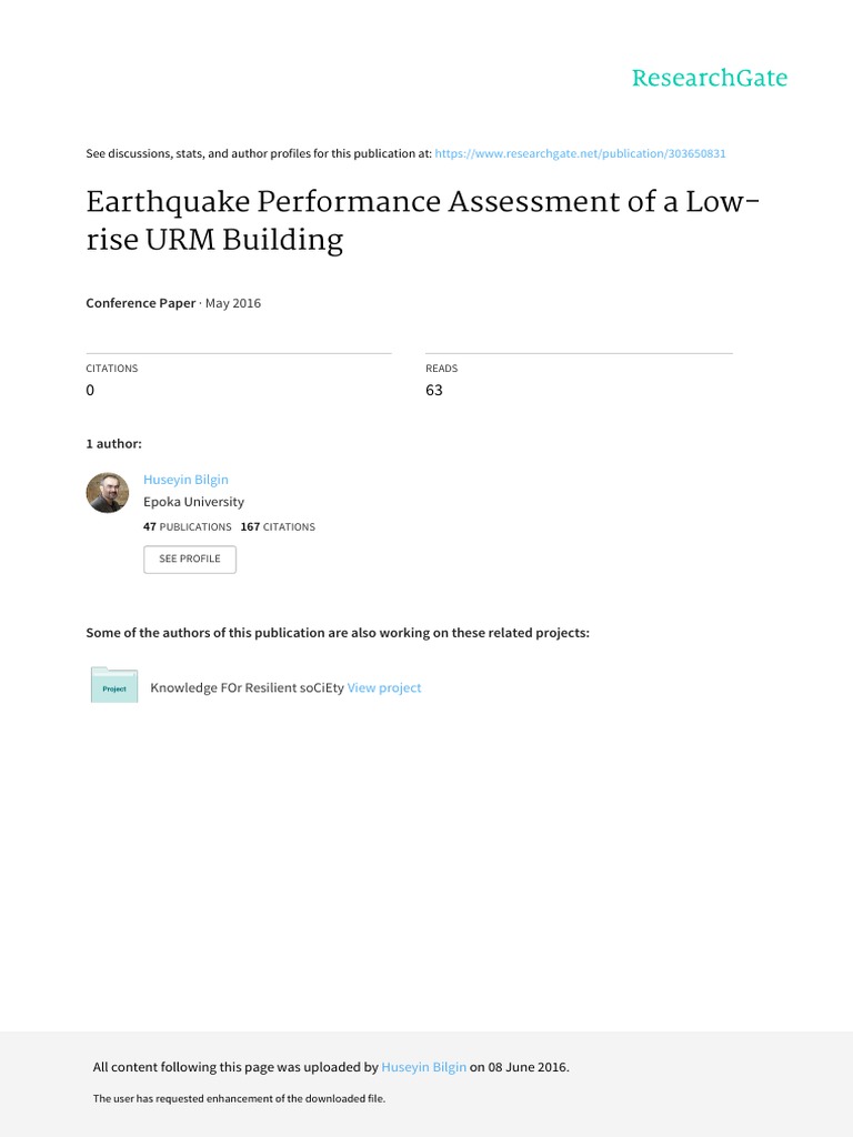 Earthquake Performance Assessment of A Low-Rise URM Building | PDF ...