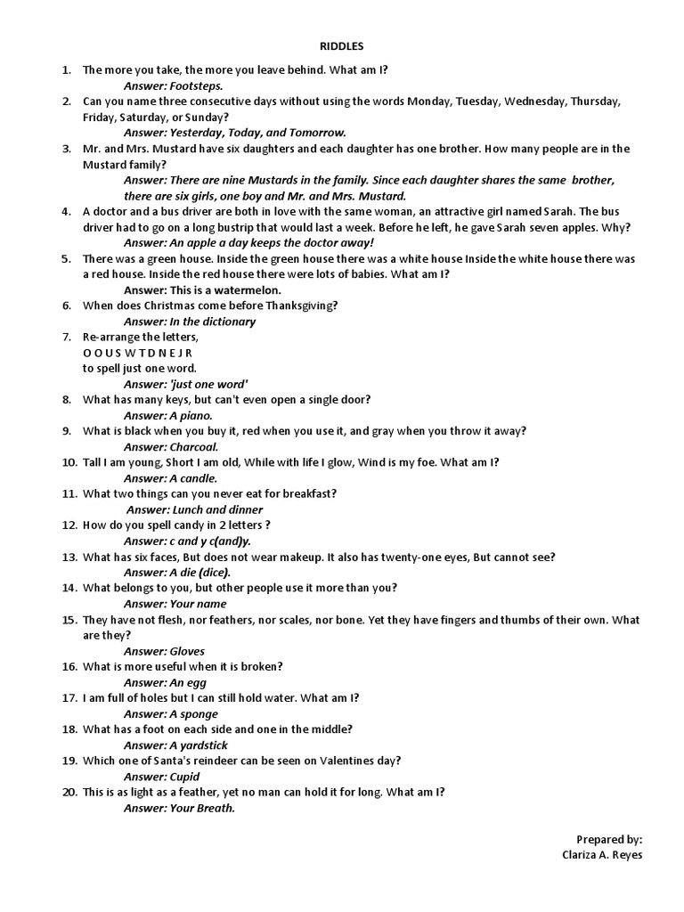 Insights Into Riddles: Concise Titles for 20 Brain Teasers | PDF