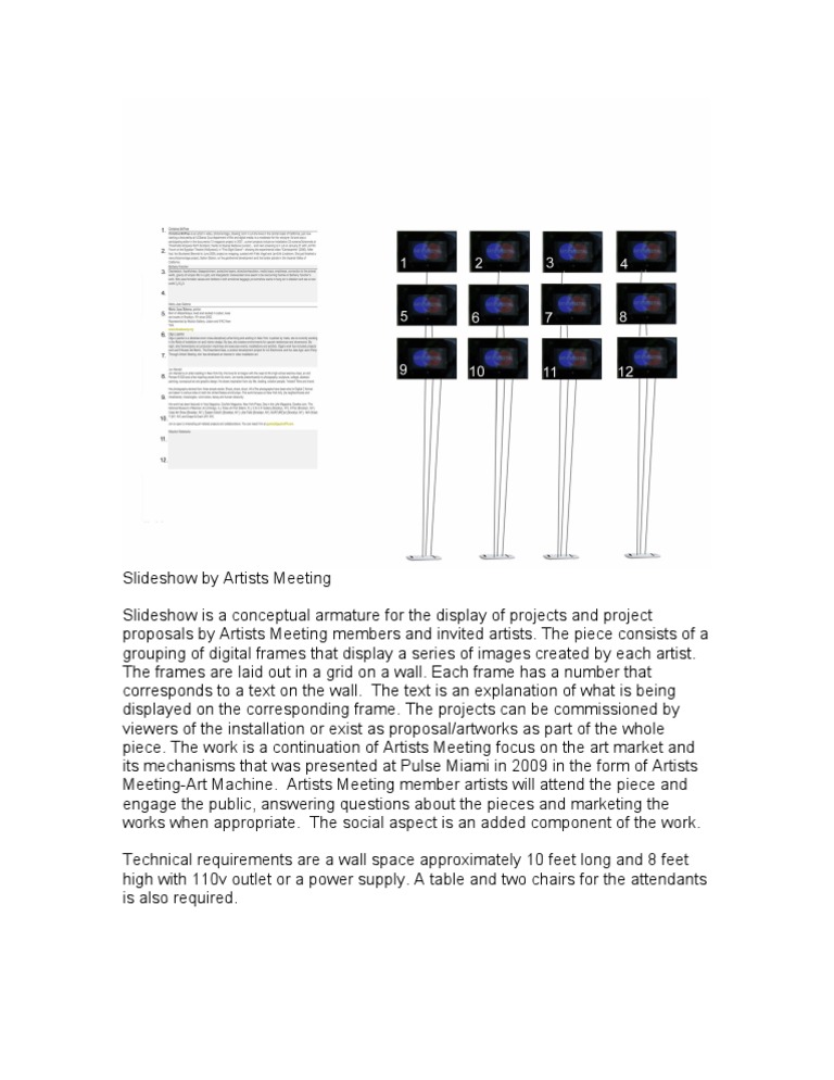 Artists Meeting Slideshow Installation | PDF