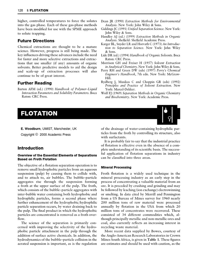 Flotation: Future Directions | PDF | Adhesion | Adsorption