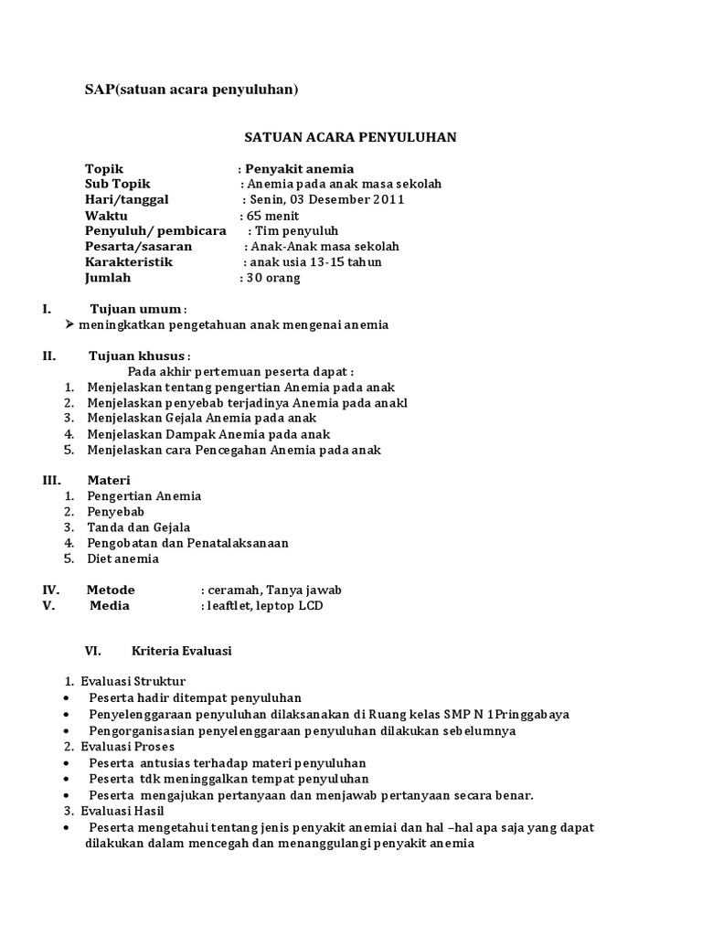 Contoh Sap Penyuluhan Kesehatan - Perumperindo.co.id