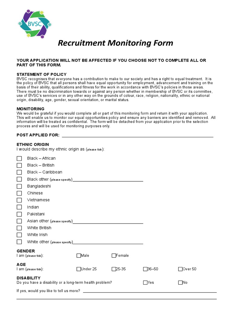 Recruitment Monitoring Form | PDF