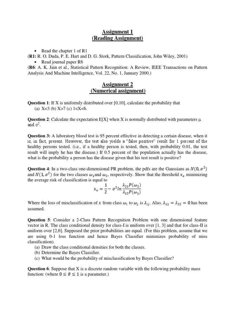 Concise Insights Into Two Assignments Covering Pattern Classification Statistical Analysis 