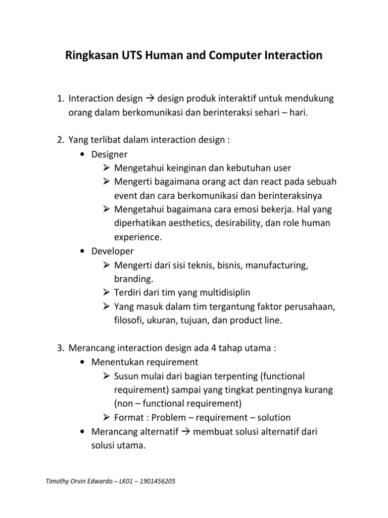 Ringkasan UTS Human and Computer Interaction | PDF