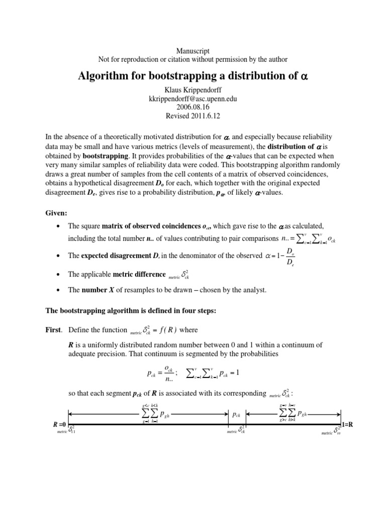 Algorithm For Bootstrapping A Distribution Of: Given | PDF ...