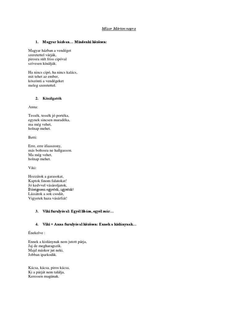 Műsor Márton Napra | PDF