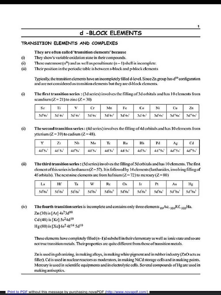 Chapter32-D&f Block Elements | PDF