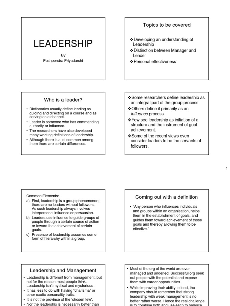 Leadership: Topics To Be Covered | Download Free PDF | Trust (Emotion ...