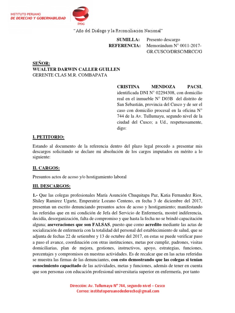 Descargo | PDF | Enfermería | Hospital