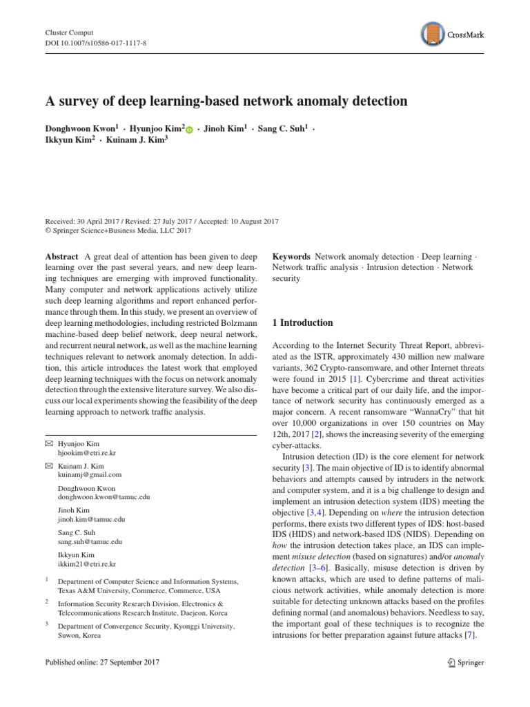 A Survey of Deep Learning Based Network Anomaly Detection | PDF | Machine Learning | Deep Learning