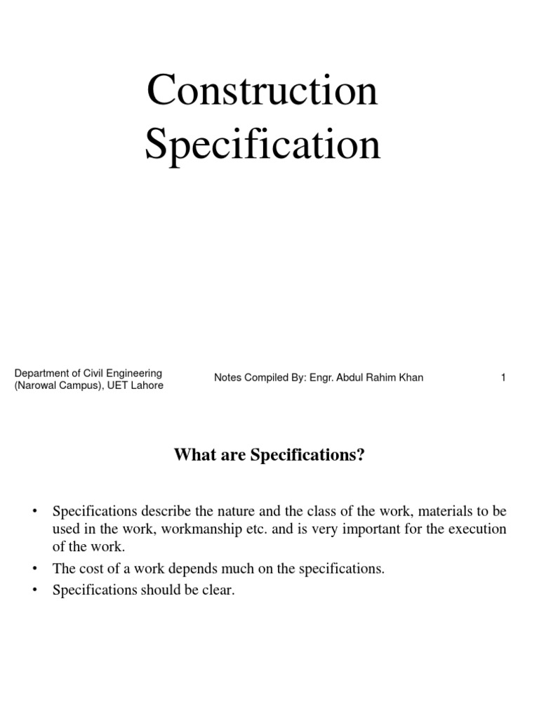 4-Construction Specification Ppt | Specification (Technical Standard ...