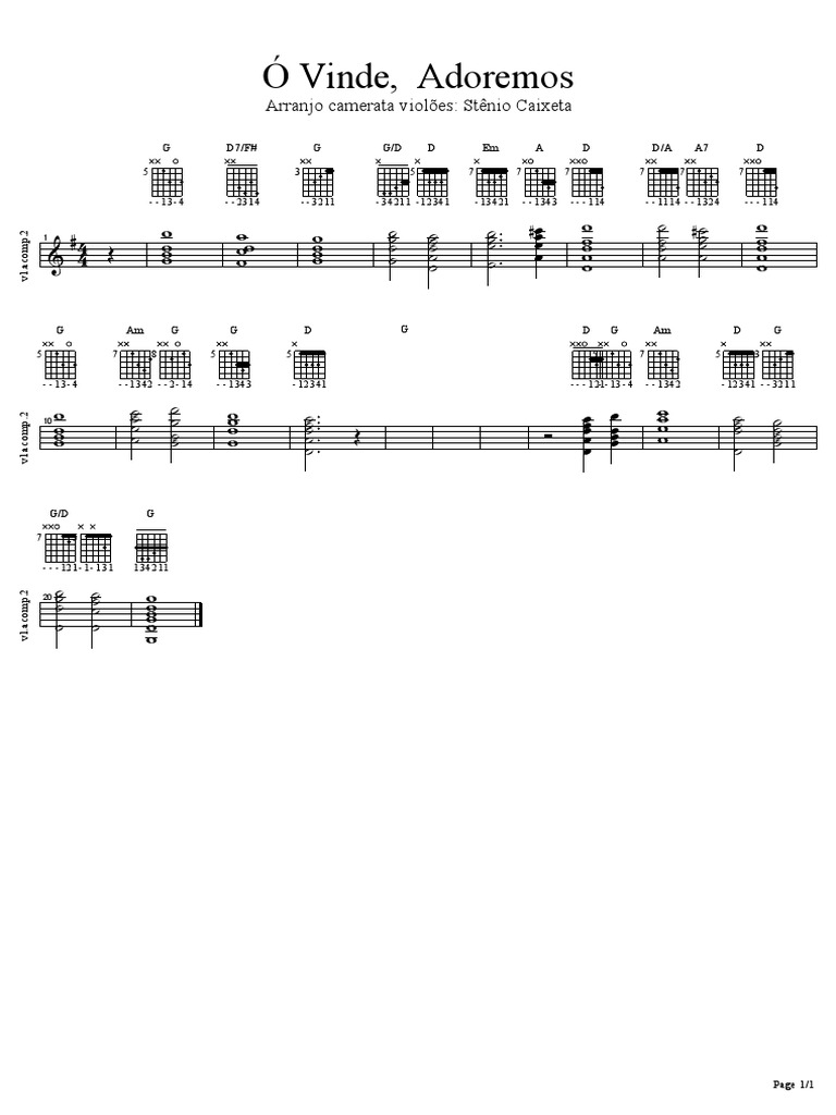 Ó Vinde, Adoremos (ARRANJO Completo) Camerata Violões - VL Acomp 2 | PDF