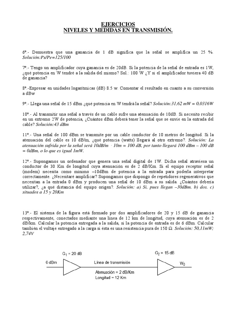Ejercicios Niveles de Audio 3 PDF | PDF | Decibel | Ingeniería Electrónica