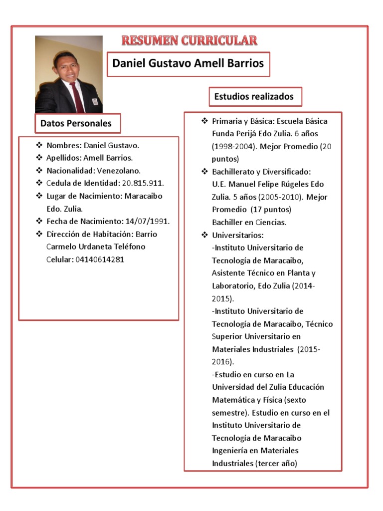 Resumen Curricular Amell | PDF | Ingeniería | Universidad