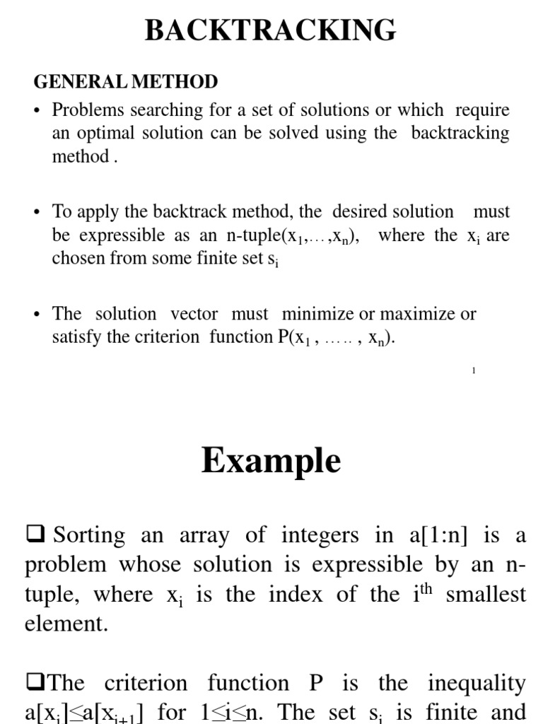 BACKTRACKING FOR OPTIMAL SOLUTIONS | PDF | Mathematical Optimization ...