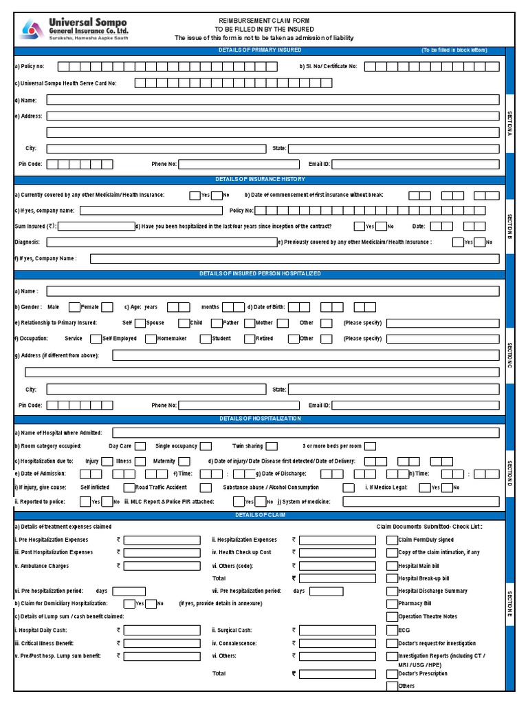 Inhouse TPA - Claim Form | PDF | Hospital | Medicaid