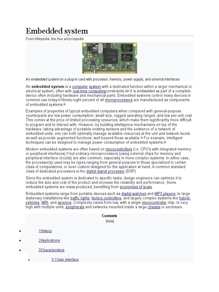 Embedded System: From Wikipedia, The Free Encyclopedia | PDF | Embedded ...