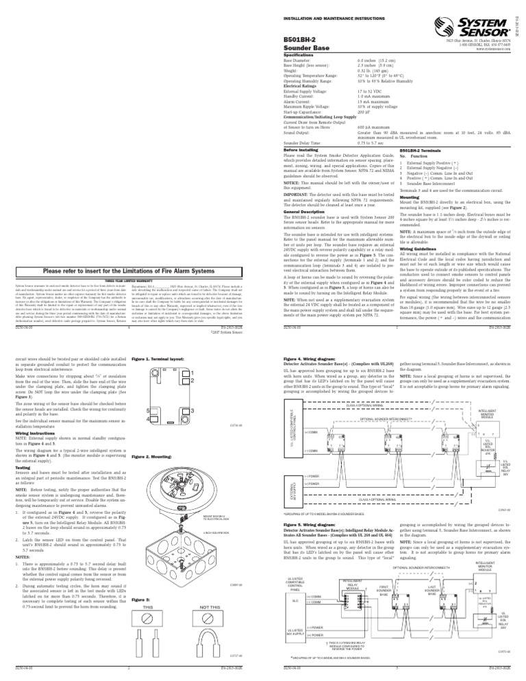 I56-2813 - B501BH-2 Sounder Base | PDF | Relay | Electrical Wiring