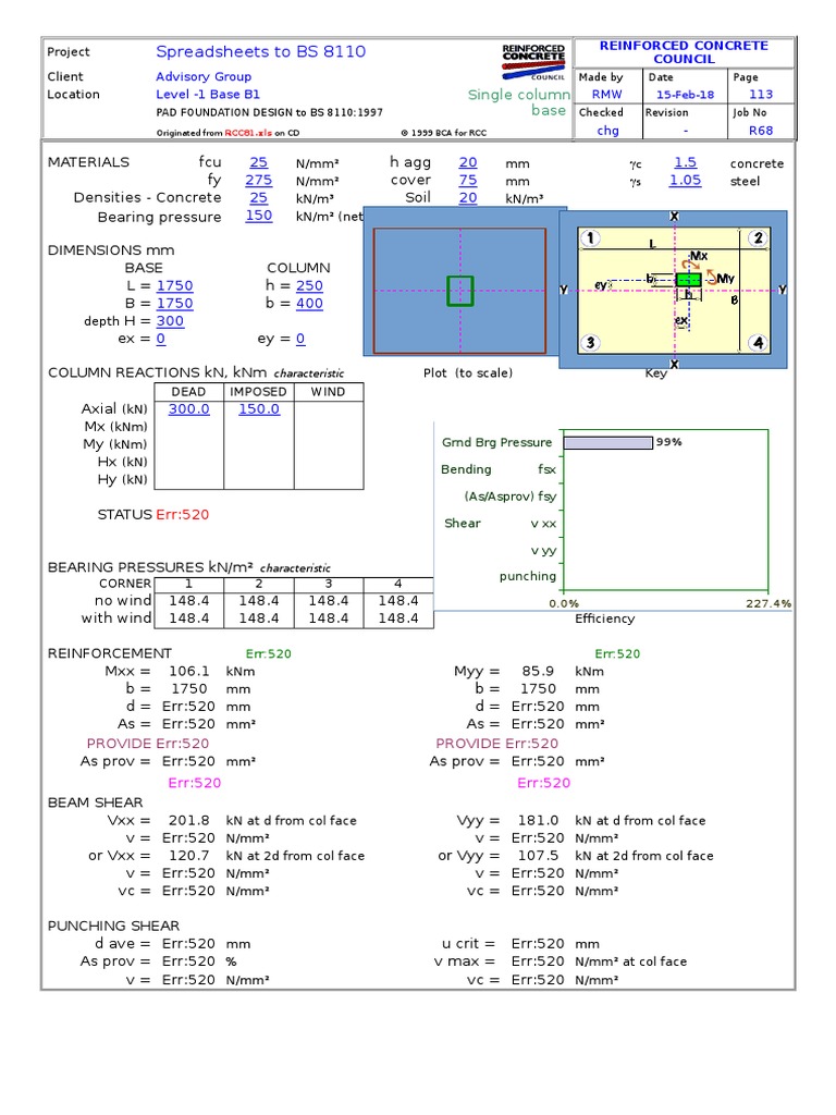 Bs 8110 Isolated Footing | PDF | Office Software | Incremental Computing