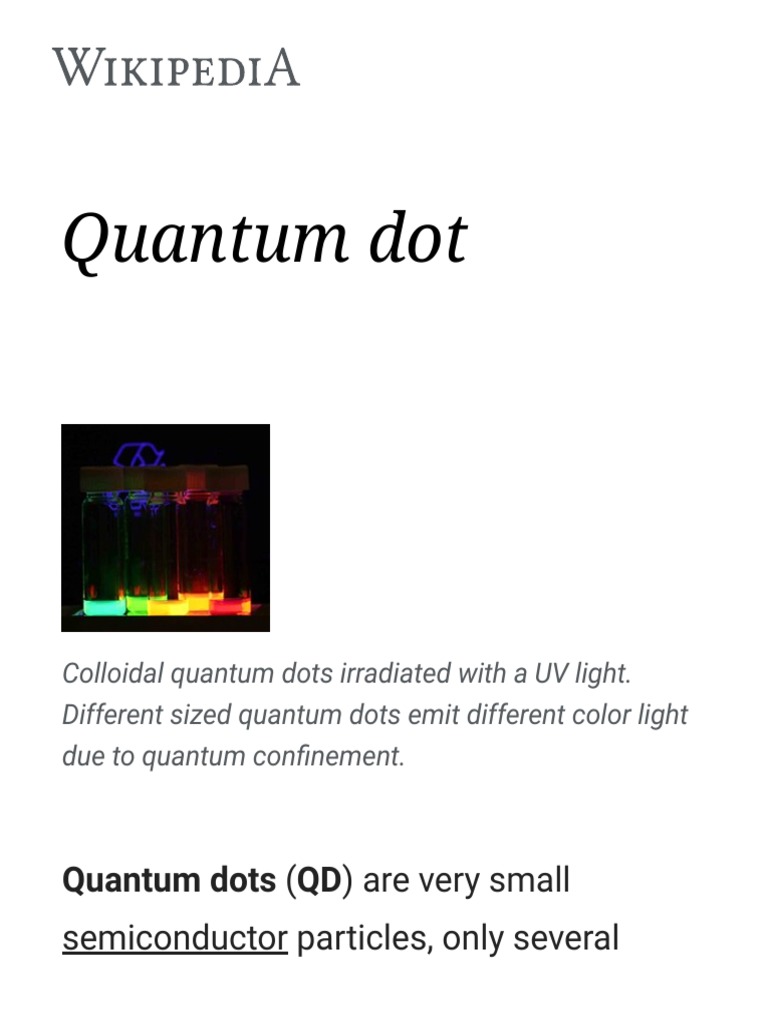 Quantum Dot | PDF | Backlight | Light Emitting Diode