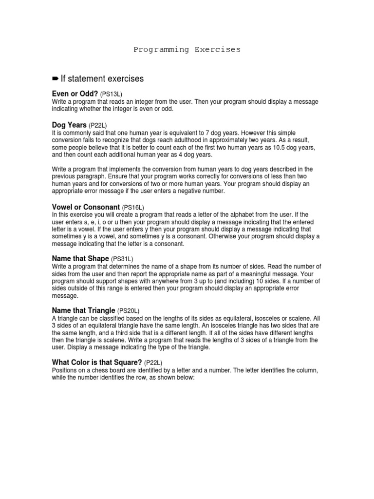 Programming Exercises Pdf String Computer Science Function Mathematics