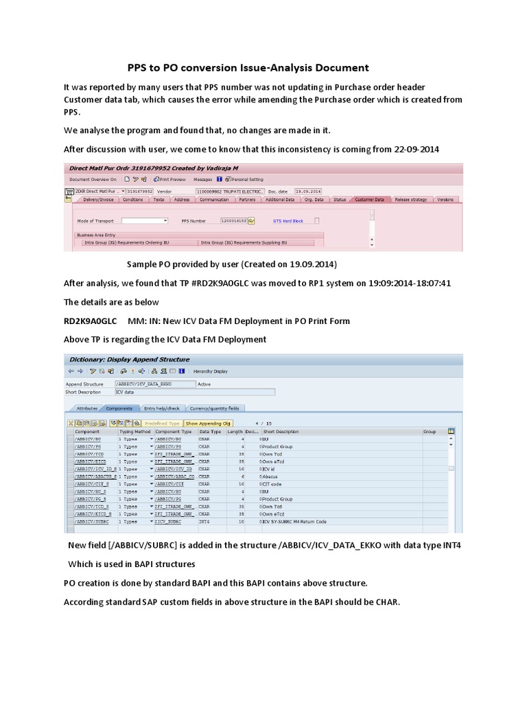 PPS To PO Conversion Issue-Analysis Document: RD2K9A0GLC MM: IN: New ...